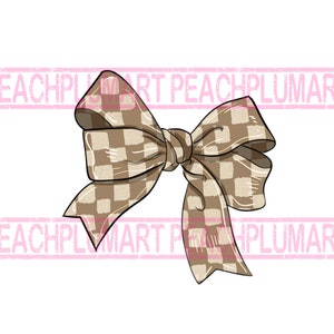 Beige Checkered Bow Png Coquette Bow Png Coquette Clipart Design ...