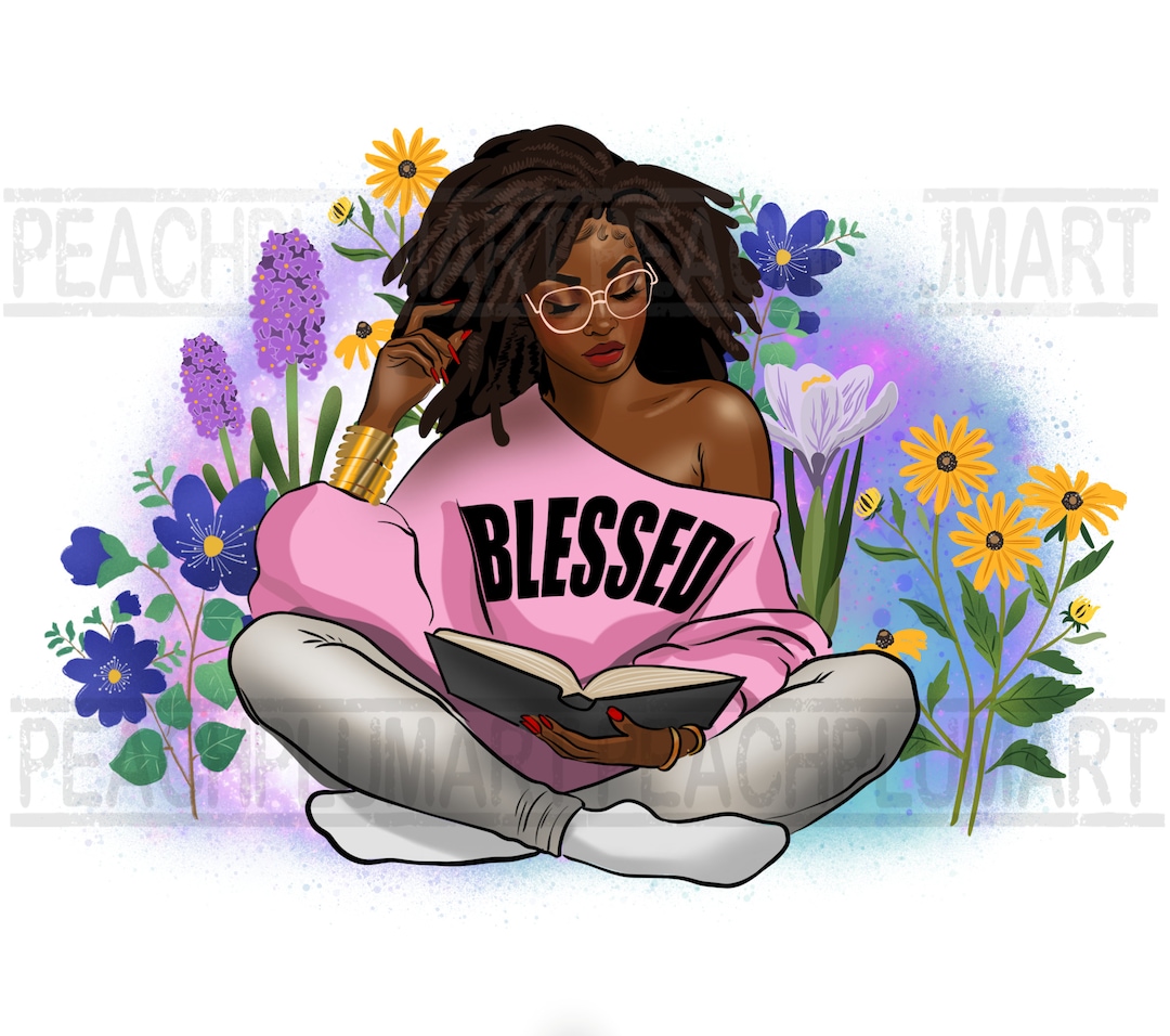 Blessed Black Woman With Flowers Png, Blessed Dreadlock Girl Png ...