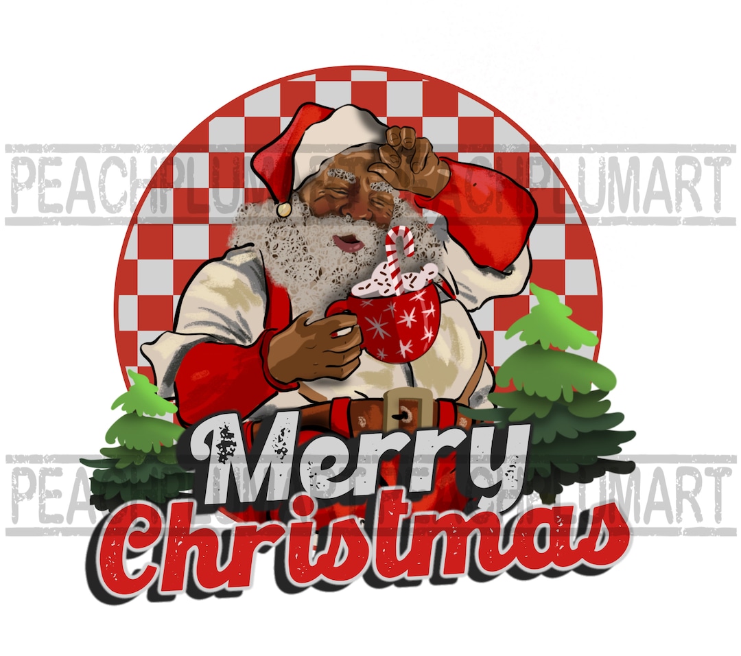 Merry Christmas Black Santa Png, Retro Merry Christmas Png, Black Santa ...