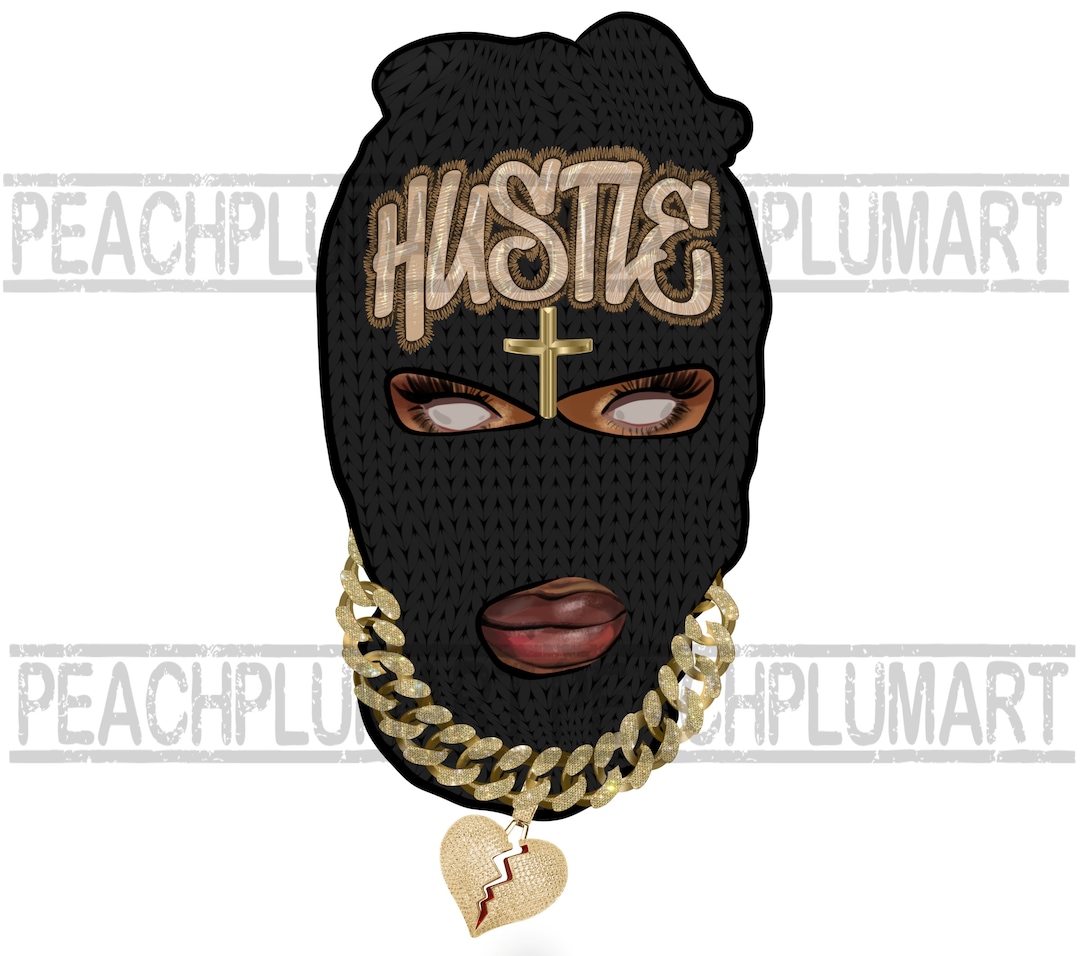 Ski Mask Woman Png Sublimation Design, Ski Mask Hustle Png, Gangster ...