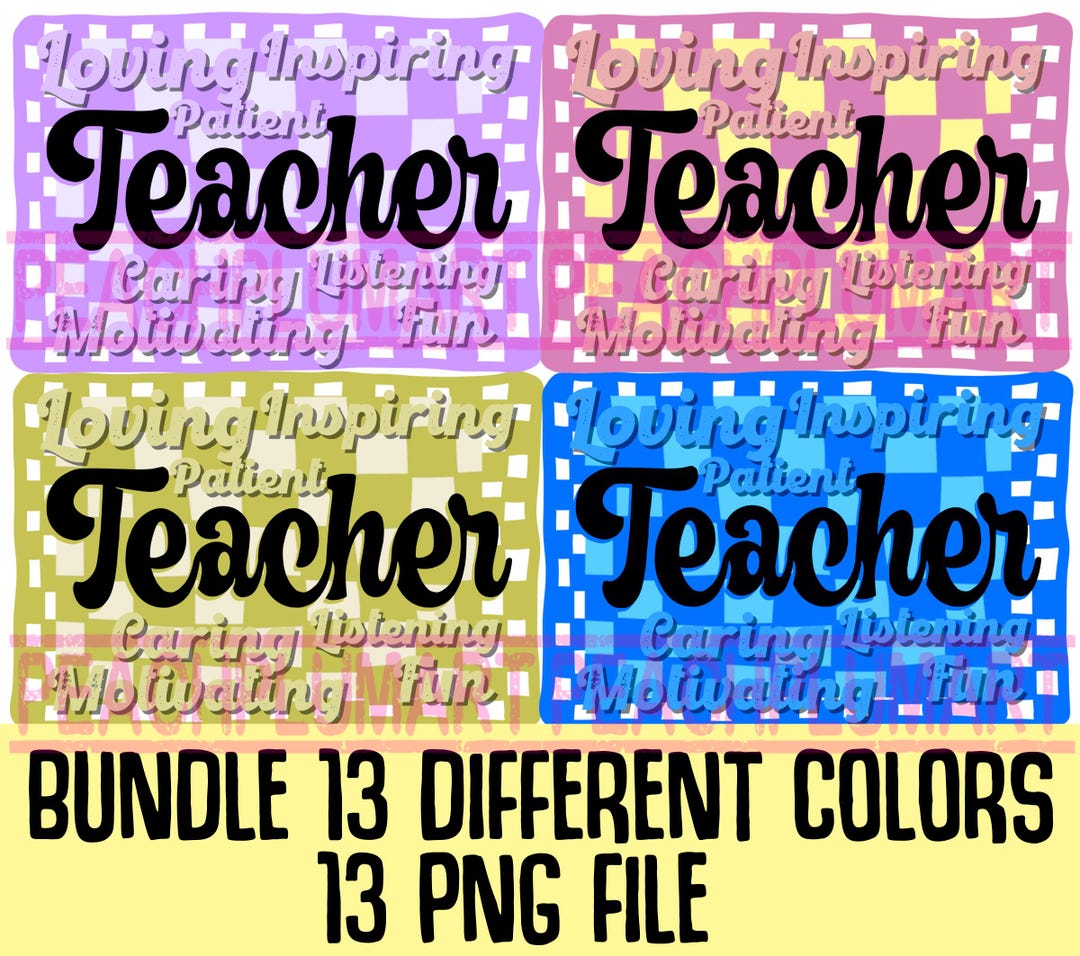 Checkered Teacher Bundle Png, Retro Teacher Png, Inspiring Png, Loving ...