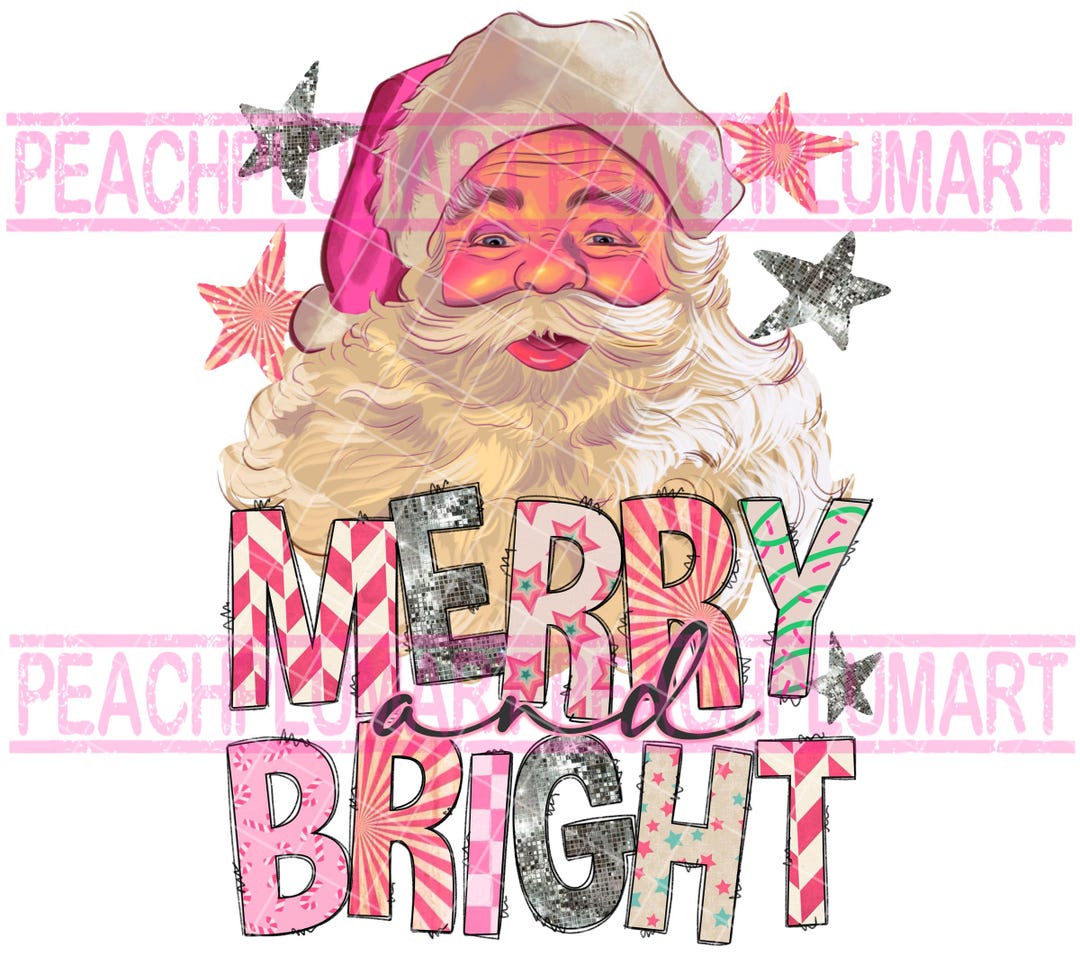 Merry and Bright Pink Santa Claus Png, Merry and Bright Png, Pink ...