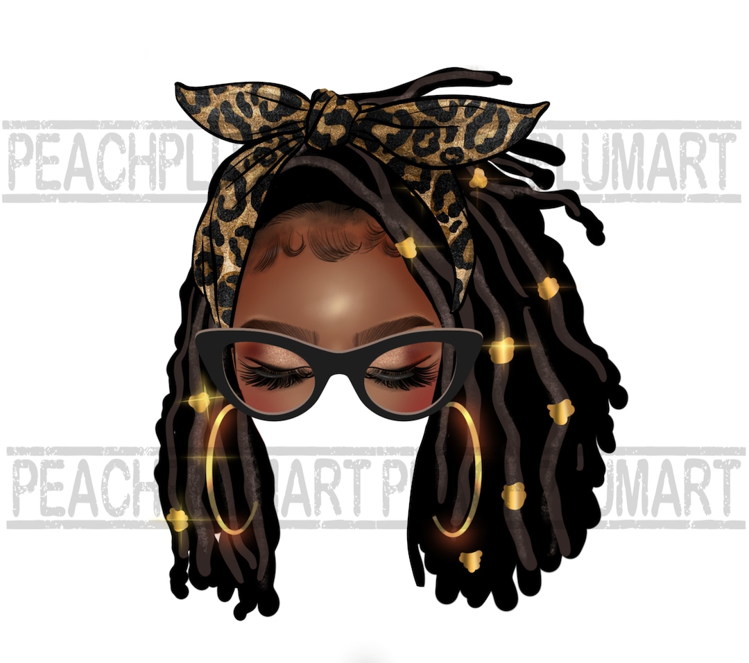 Afro Locs Woman Png Sublimation Design Download, Black Dreadlock Woman ...