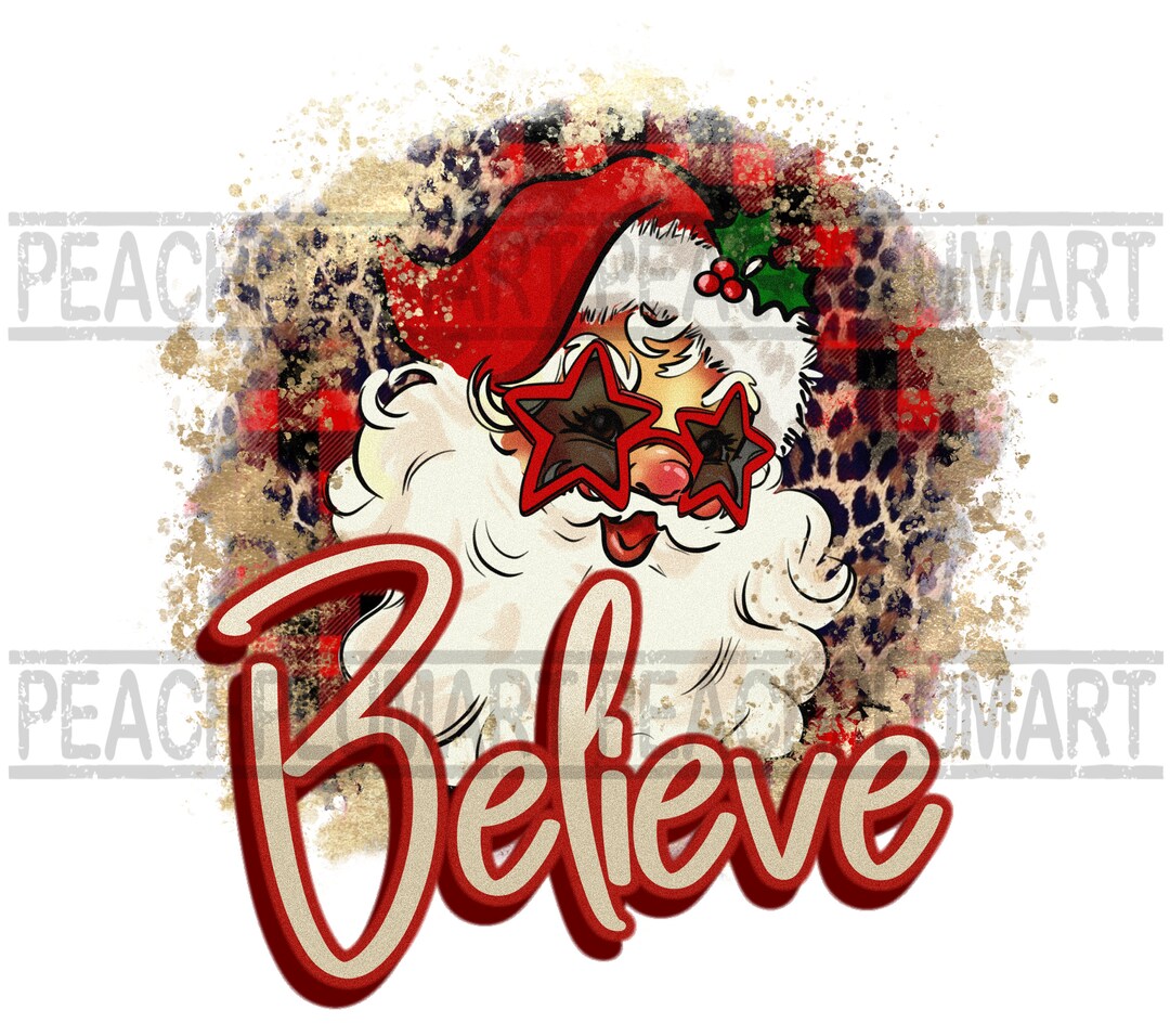 Believe Santa Png, Santa Leopard Png, Retro Santa Png, Christmas ...