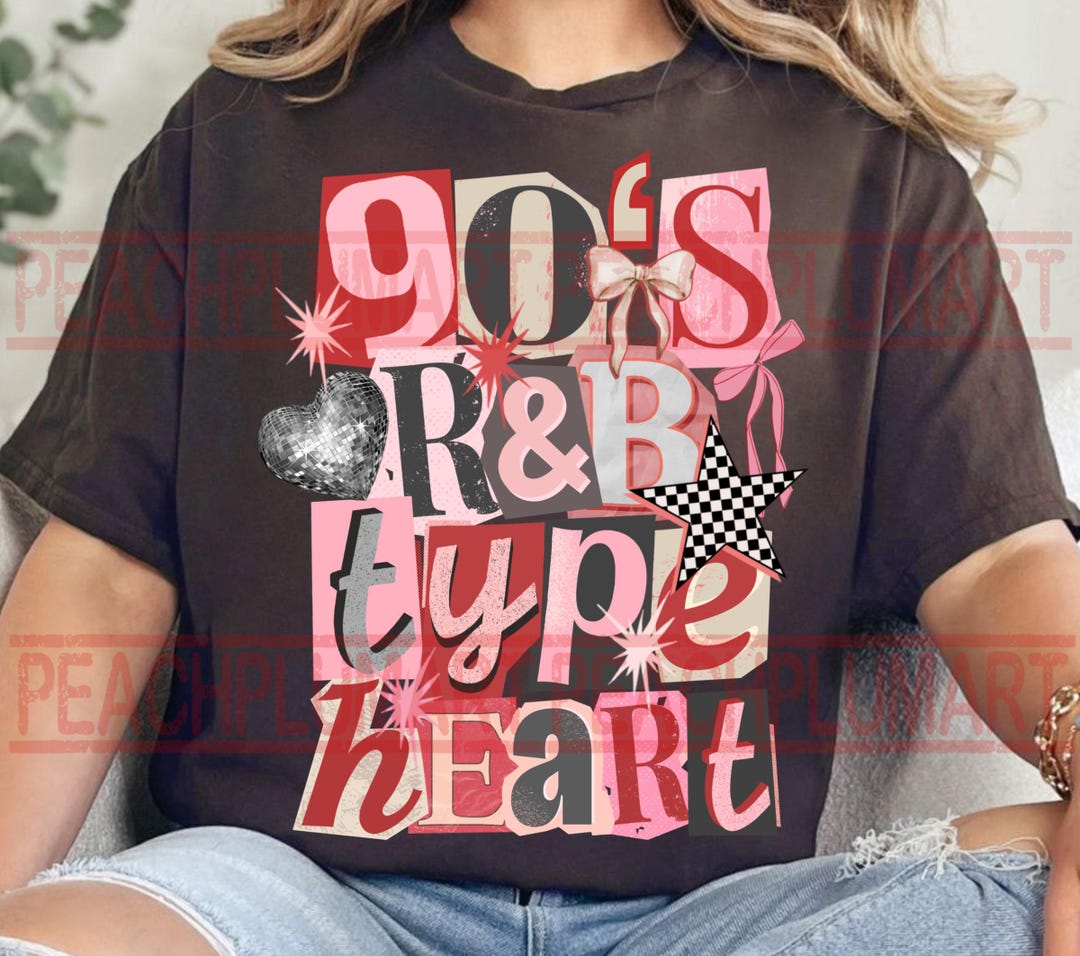 90’s R&B Type Heart Png, Valentine’s Day Collage Png, Valentine’s Day R ...