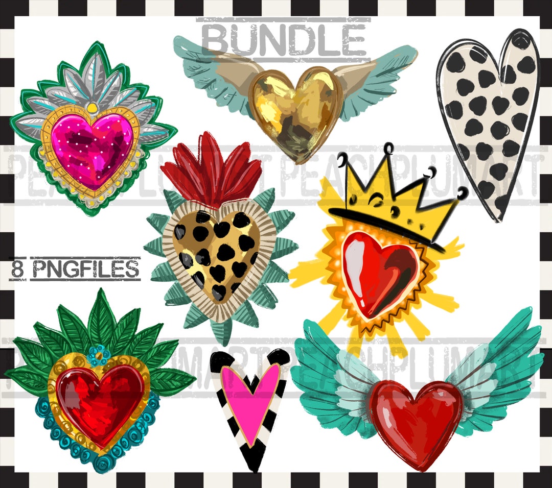 Sacred Heart Png, Sacred Heart Bundle Png, Heart Bundle Png, Corazones ...