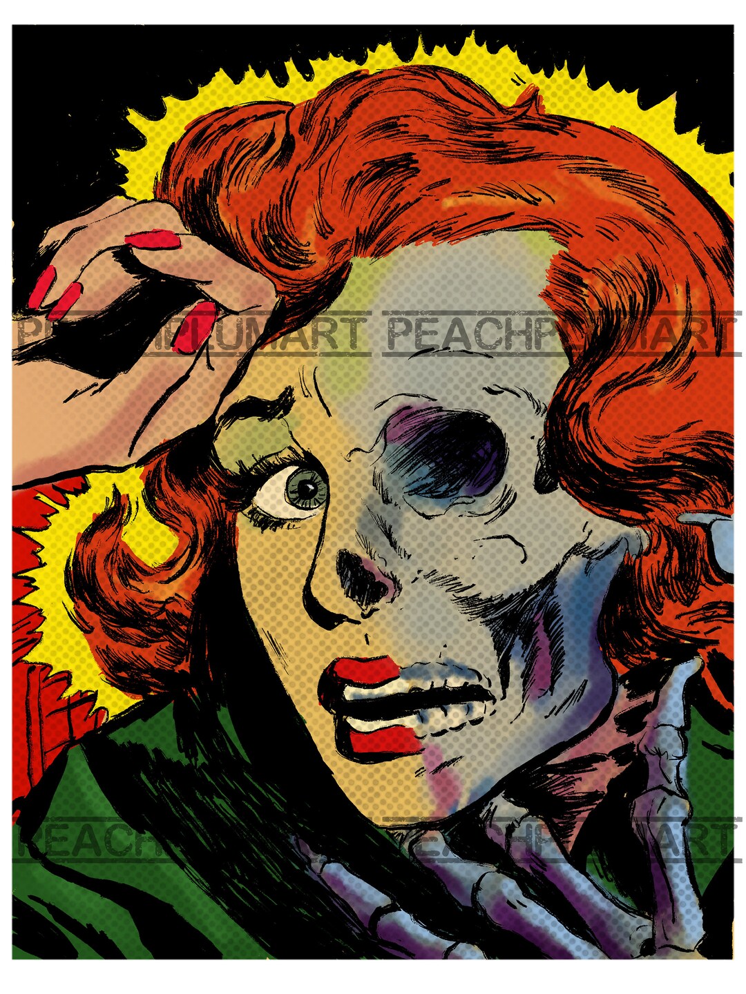 Skull Woman Comics Png, Skull Comics Png, Comics Woman Png, Vintage ...