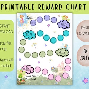 Printable Fairy Rewards Chart, Fairy Rewards Chart, Printable Reward ...