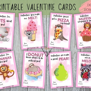 Printable Food Valentine Cards, Printable Valentine Cards, Kids ...