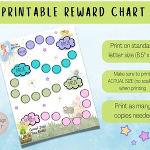 Printable Fairy Rewards Chart, Fairy Rewards Chart, Printable Reward ...