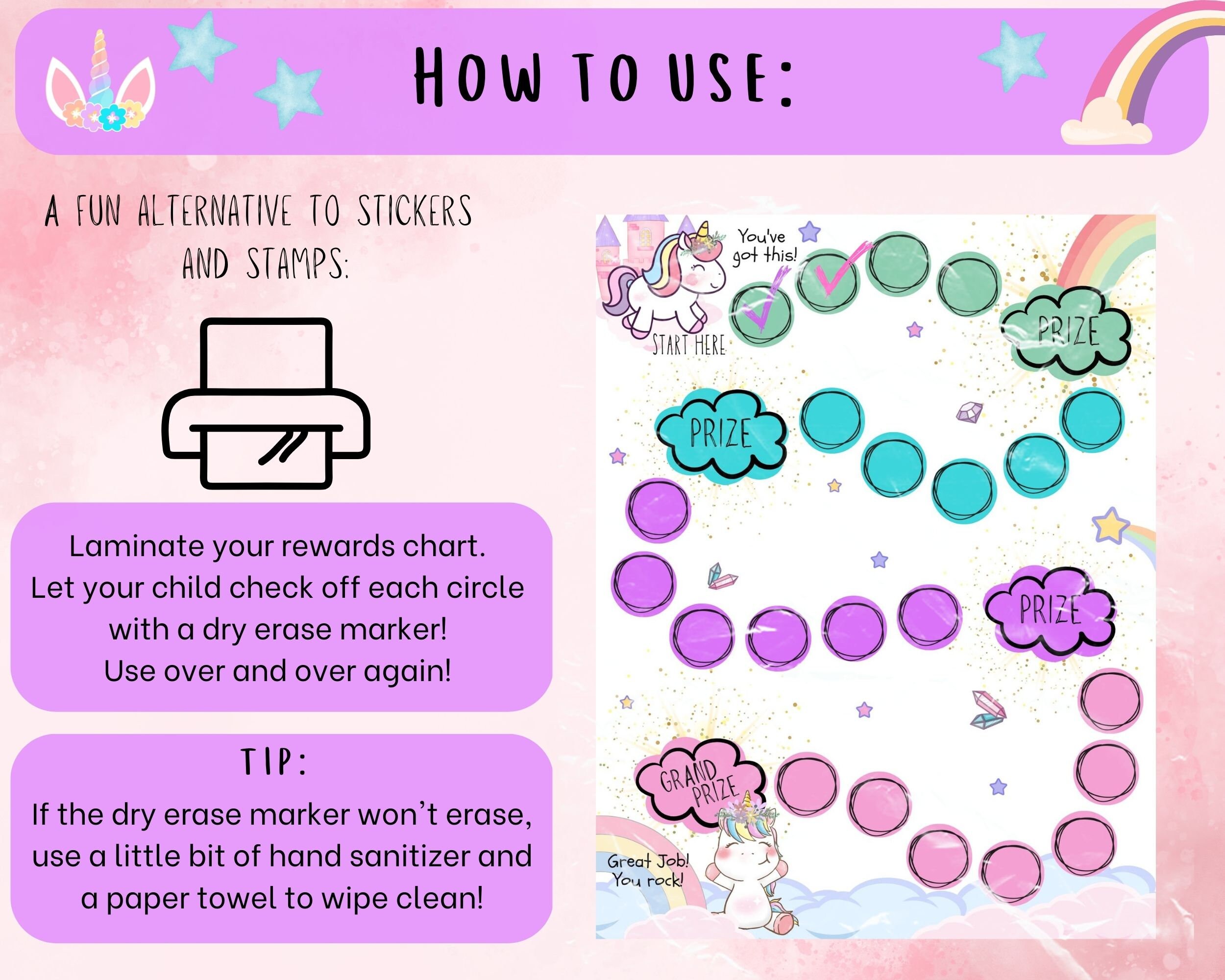 Unicorn Rewards Chart, Printable Rewards Chart, Printable Unicorn ...