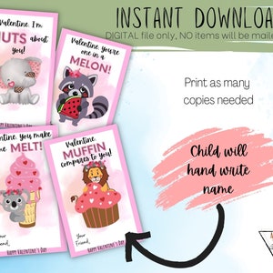 Printable Food Valentine Cards, Printable Valentine Cards, Kids ...