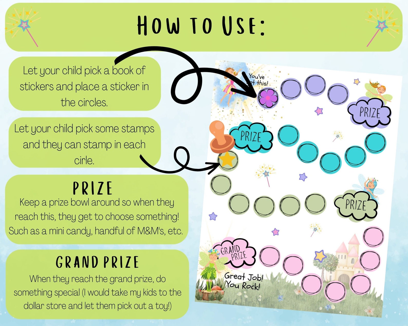 Printable Fairy Rewards Chart, Fairy Rewards Chart, Printable Reward ...