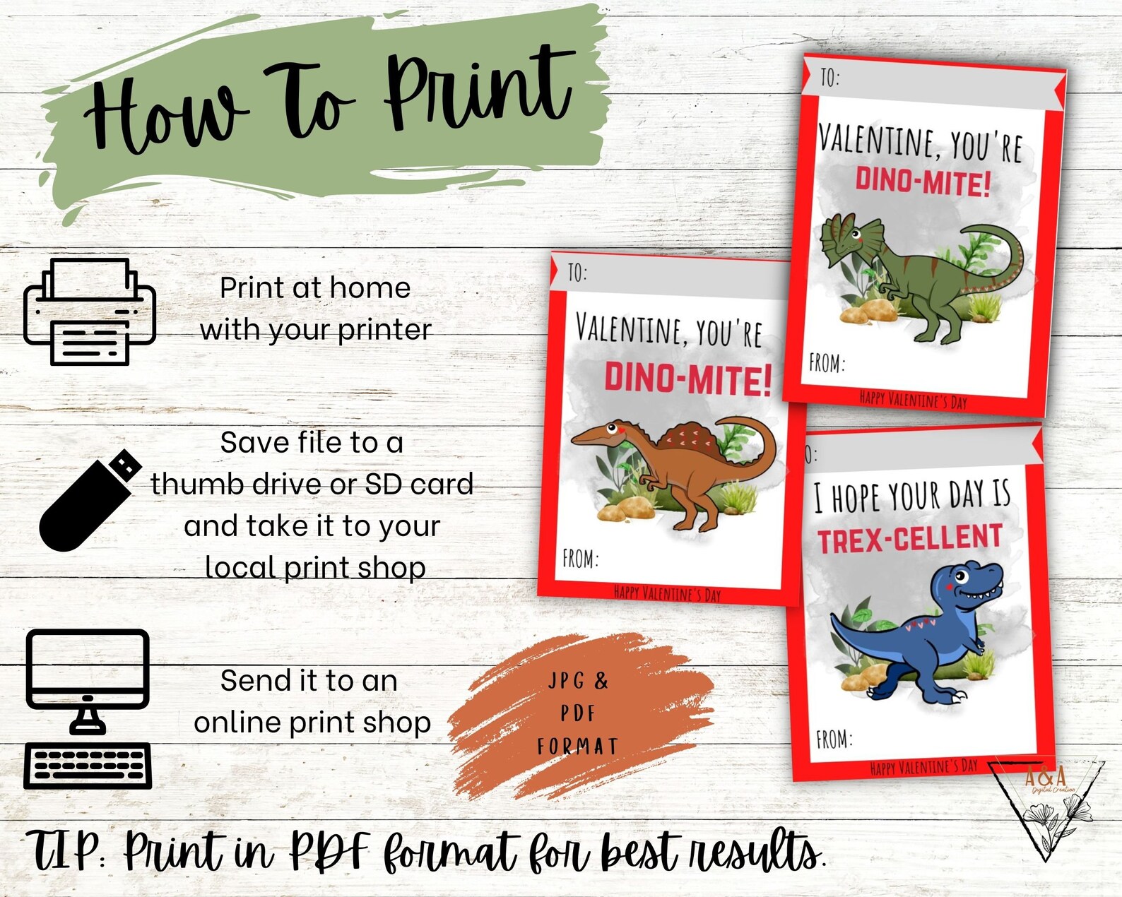 Kids Dinosaur Valentine's Cards, Valentine Cards, Printable Kids ...