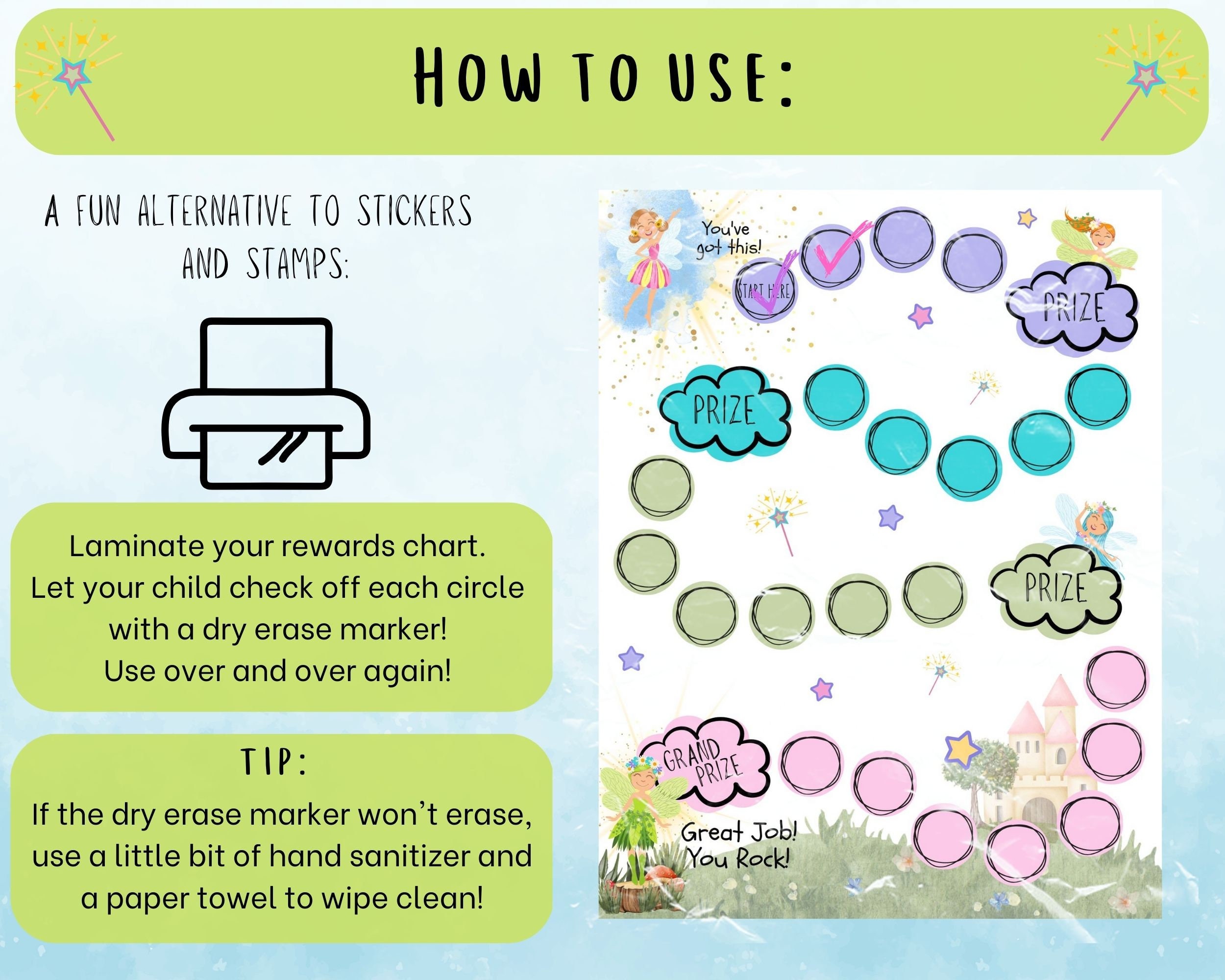 Printable Fairy Rewards Chart, Fairy Rewards Chart, Printable Reward ...