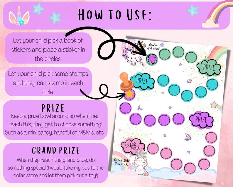 Unicorn Rewards Chart, Printable Rewards Chart, Printable Unicorn ...