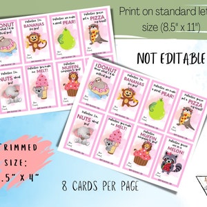 Printable Food Valentine Cards, Printable Valentine Cards, Kids ...