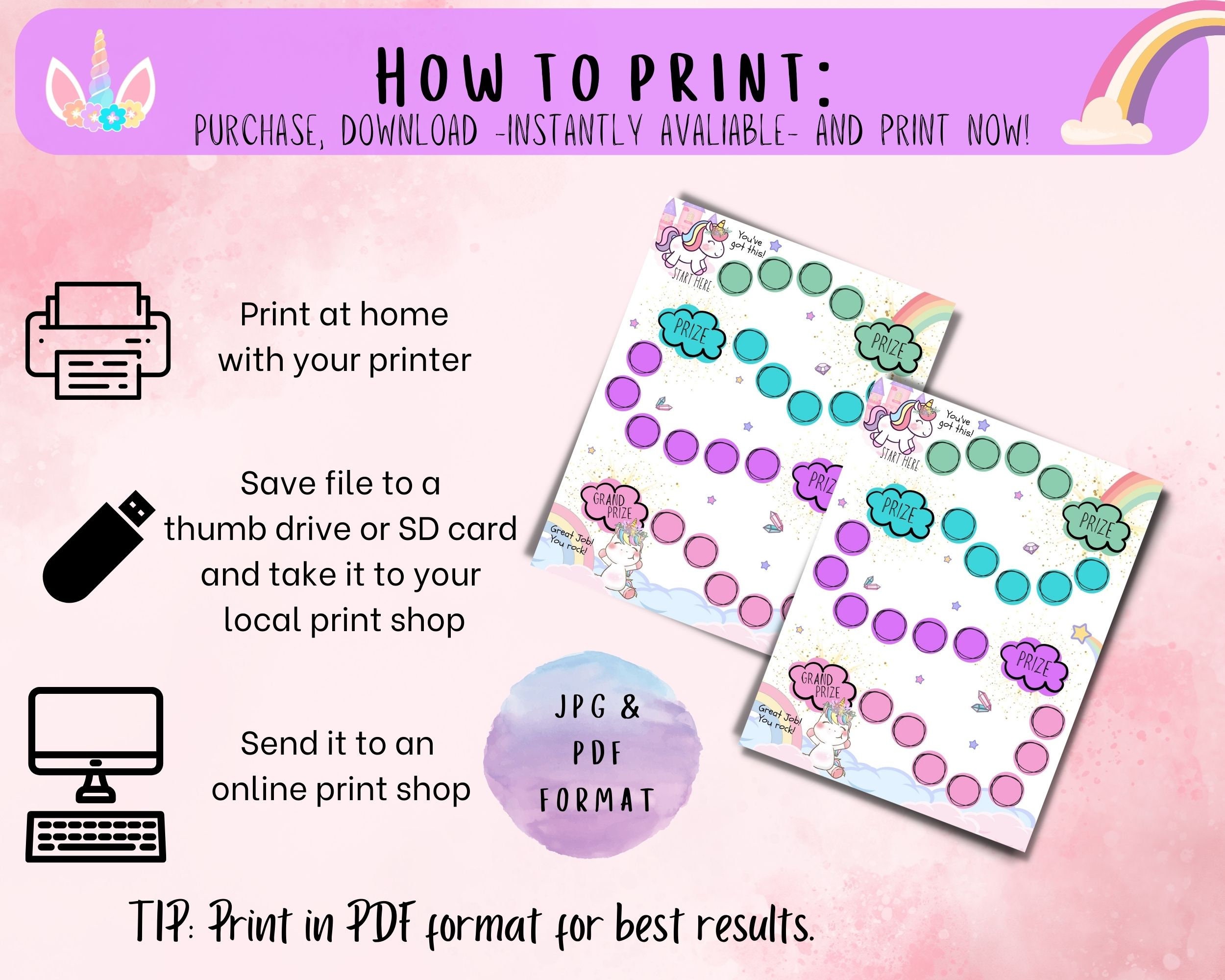 Unicorn Rewards Chart, Printable Rewards Chart, Printable Unicorn ...