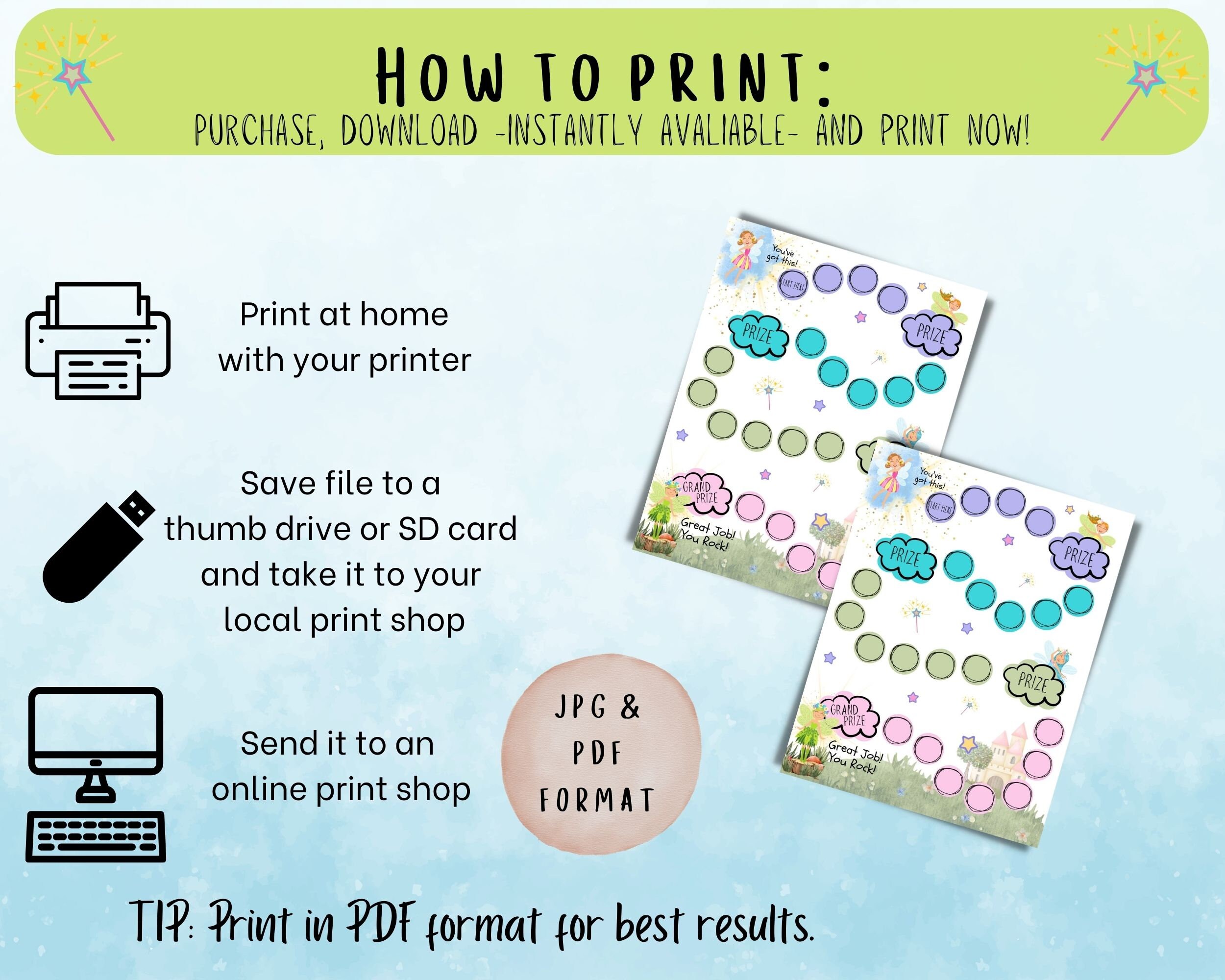 Printable Fairy Rewards Chart, Fairy Rewards Chart, Printable Reward ...