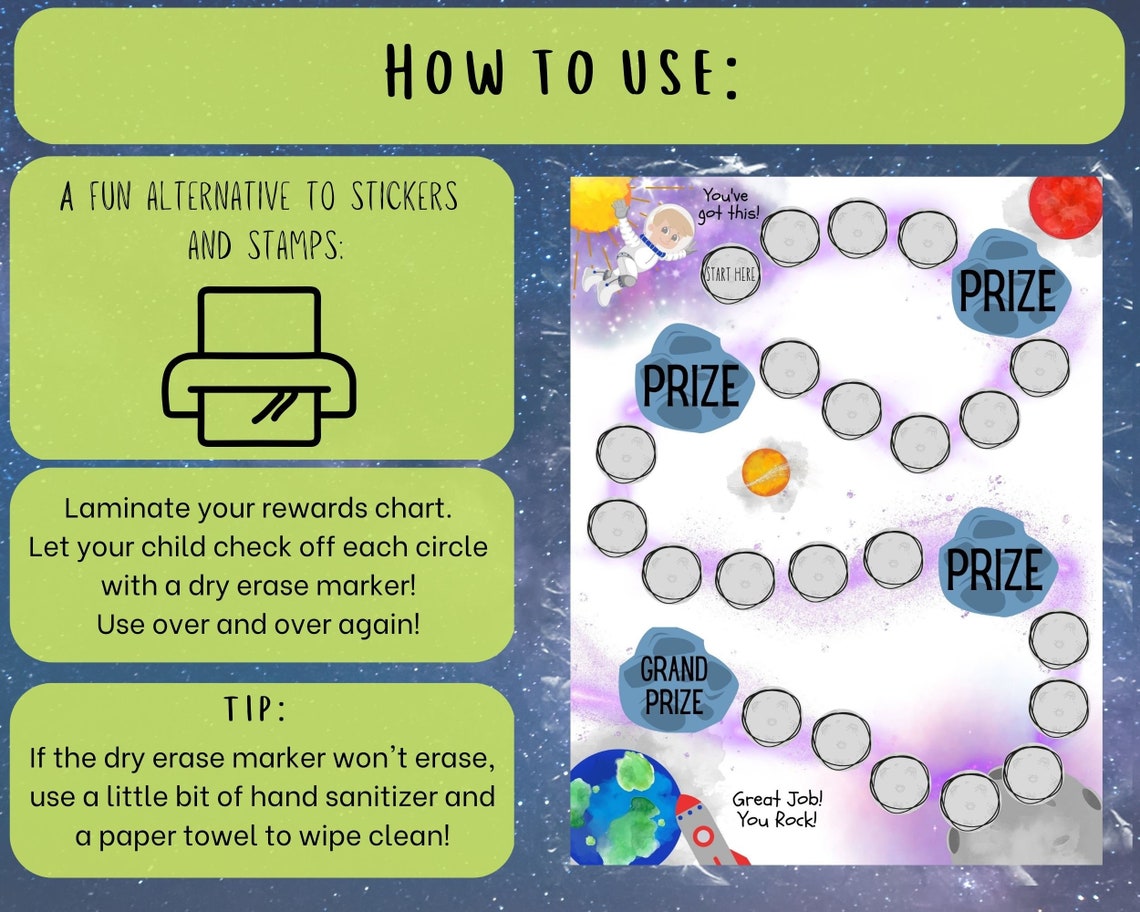 Printable Astronaut Rewards Chart, Rewards Chart, Kids Astronaut Chart ...