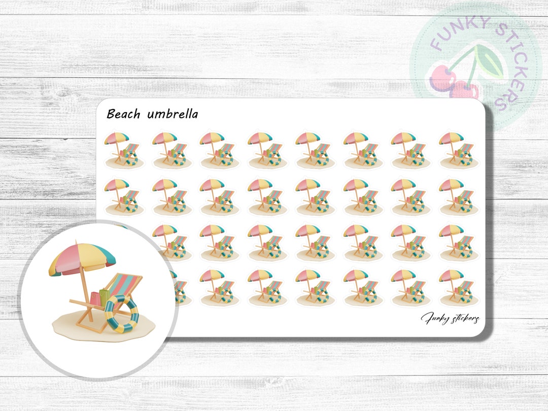 Sheet of Mini parasol Stickers Sea Holidays - Etsy