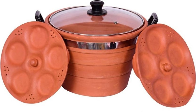 Mittify Clay Idli Maker Set / 3 Idli Stand With 5 Idli Setters in Each ...