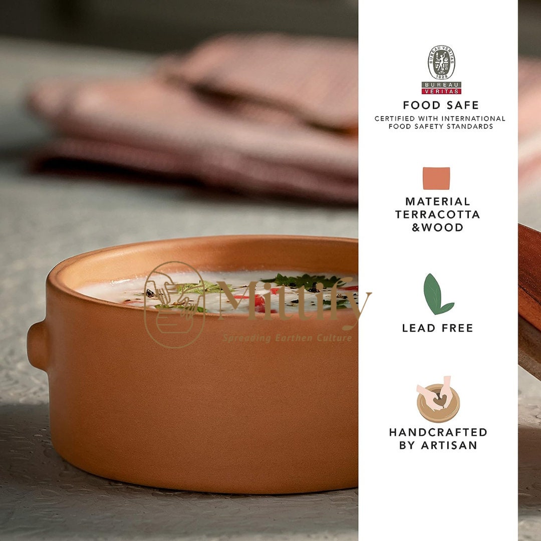 Mittify Handcrafted Clay Curd Setter With Lid : Traditional Artistry ...