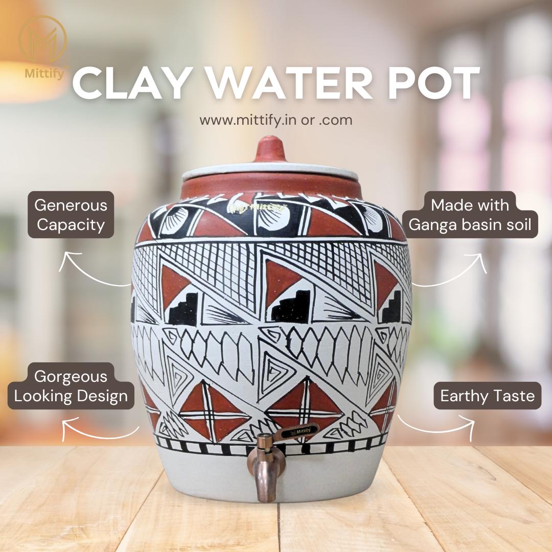 Handmade Earthen Clay Water Pot, Kite Design, Metal Tap, 11 Liters - Etsy