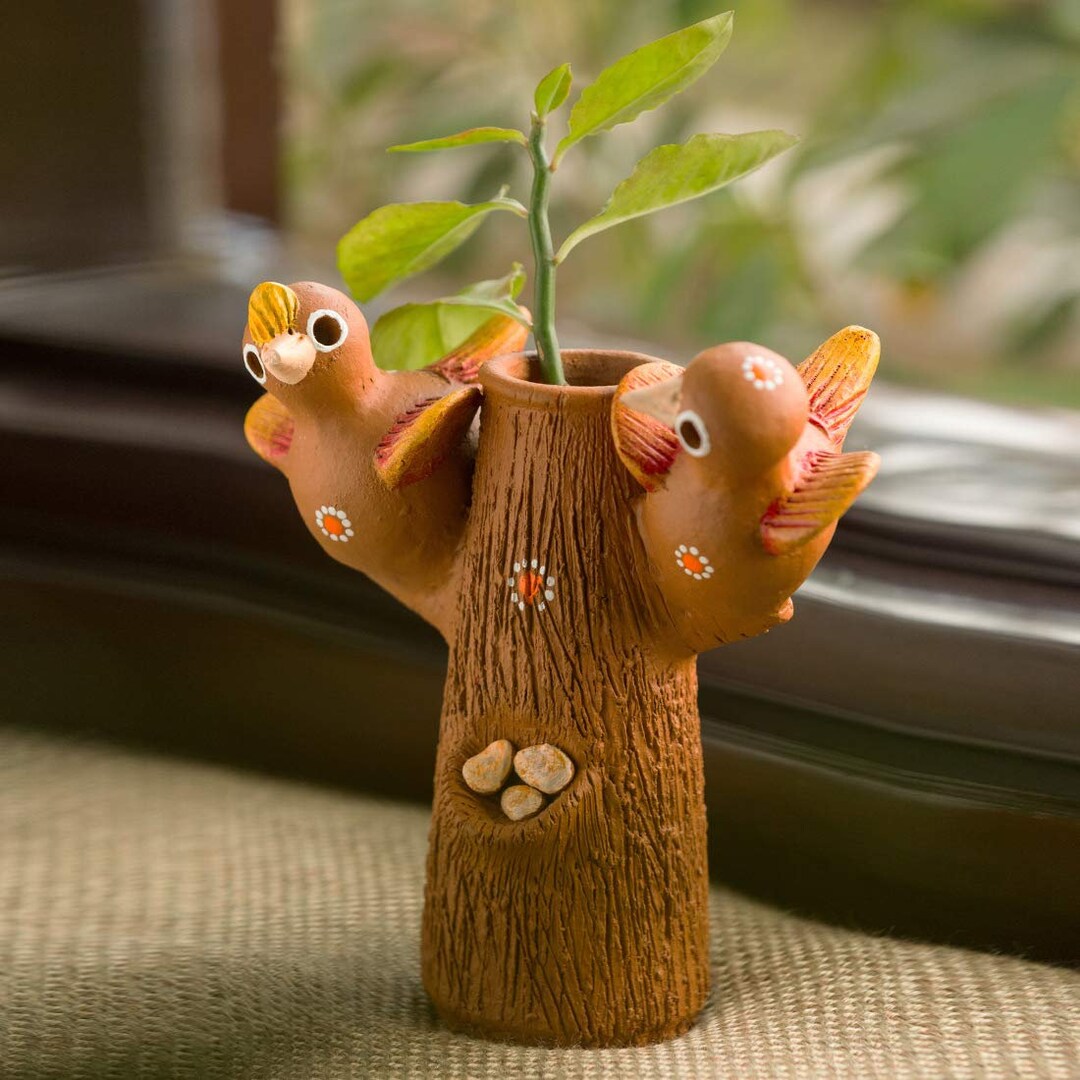 Terracotta Decorative Garden Table Plant Pot, Flower Vases for Living ...