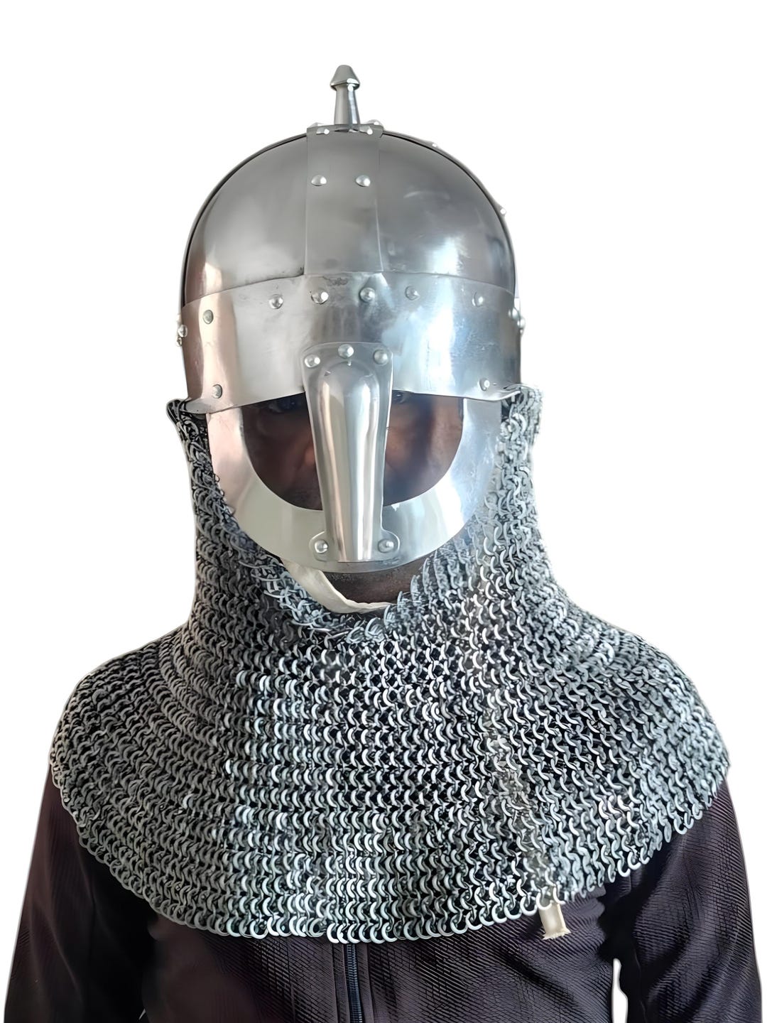 Viking Nasal Helmet With Chainmail Aventail | 14 Gauge Mild Steel ...