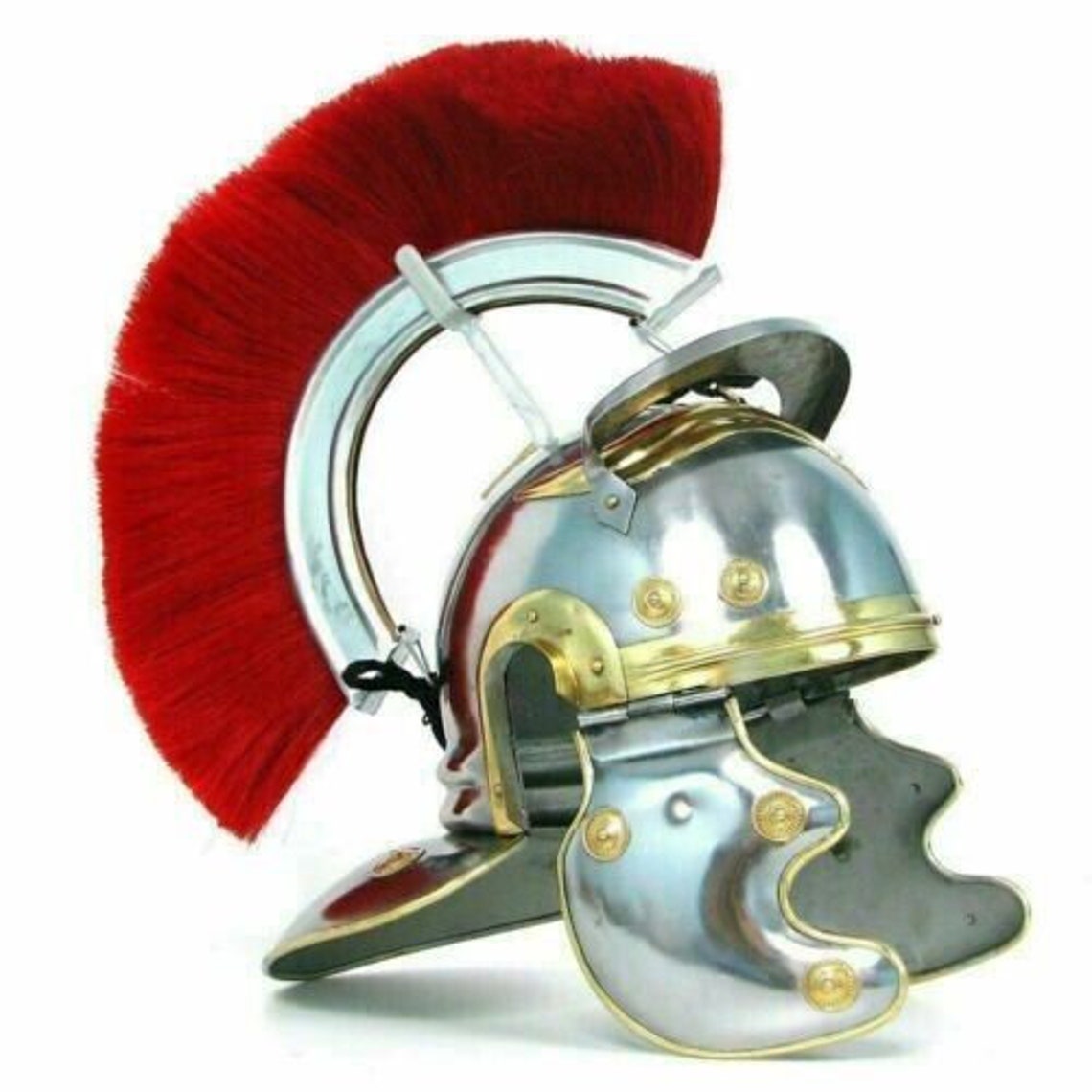 Medieval Roman Centurion Helmet Armorred Crest Plume Gladiator Costume ...