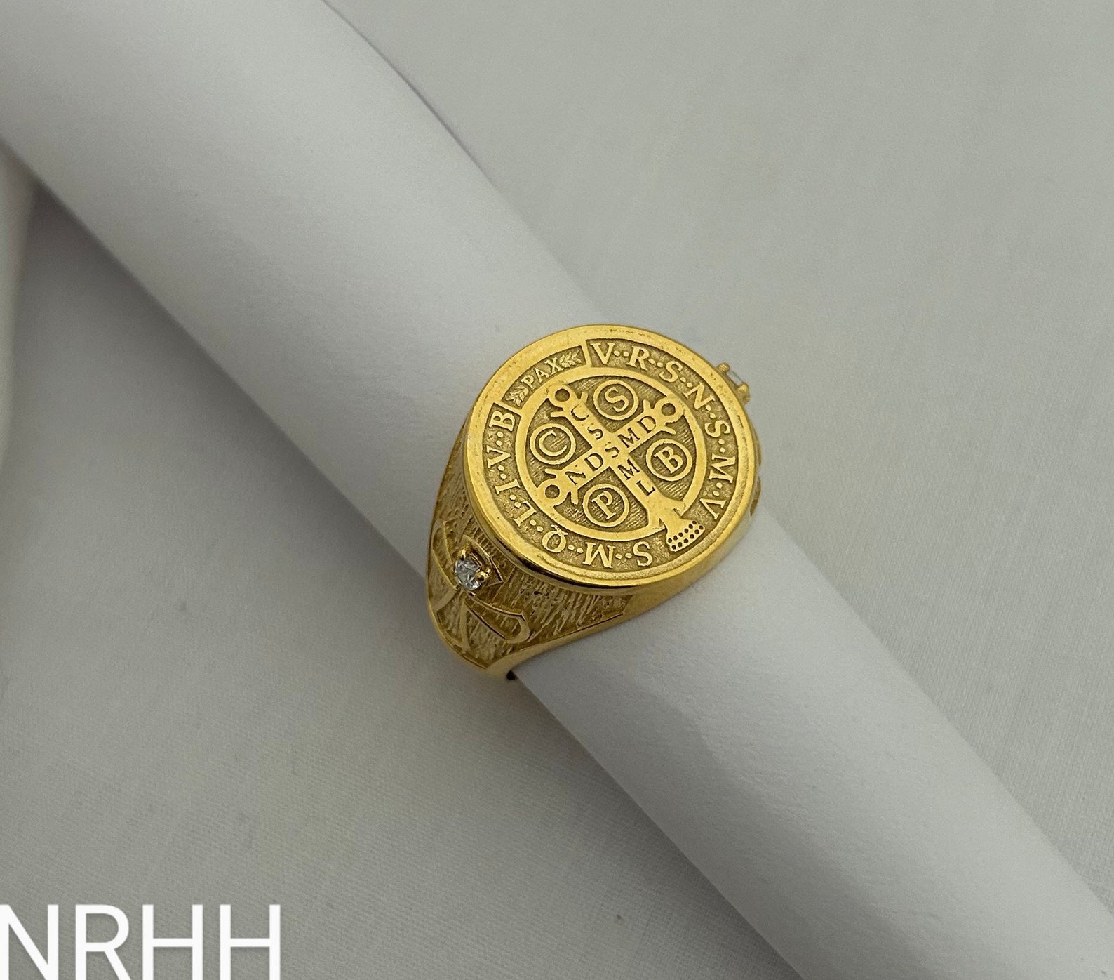 Saint Benedict Symbol Ring: 925 Sterling Silver Biker Style - Etsy