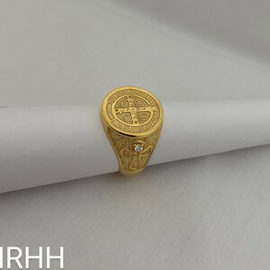 Saint Benedict Symbol Ring: 925 Sterling Silver Biker Style - Etsy