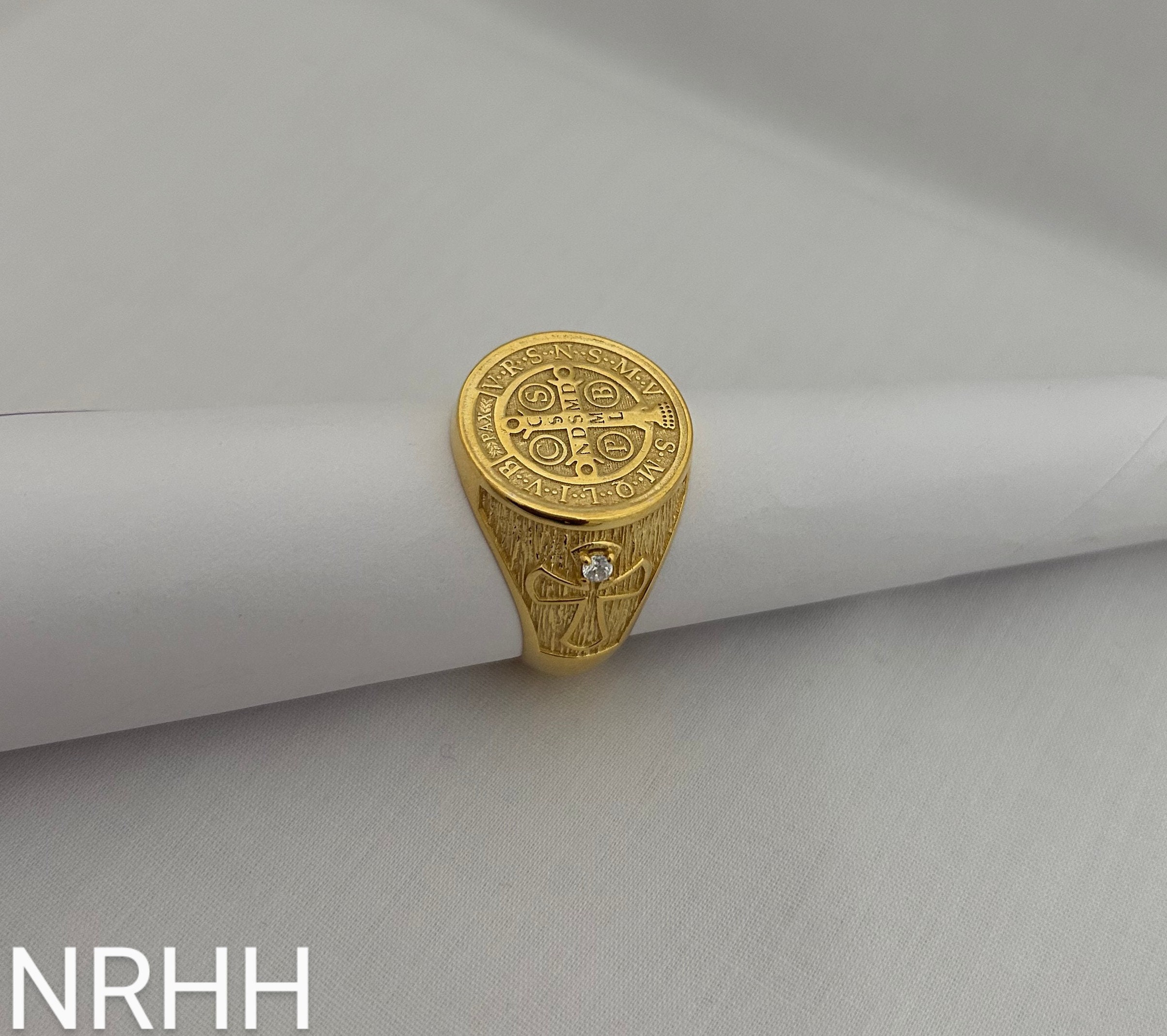 Saint Benedict Symbol Ring: 925 Sterling Silver Biker Style - Etsy