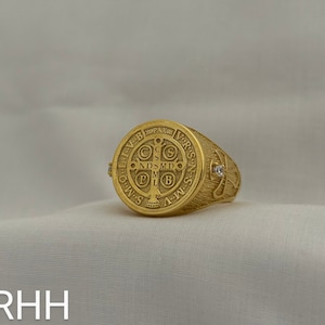 Saint Benedict Symbol Ring: 925 Sterling Silver Biker Style - Etsy