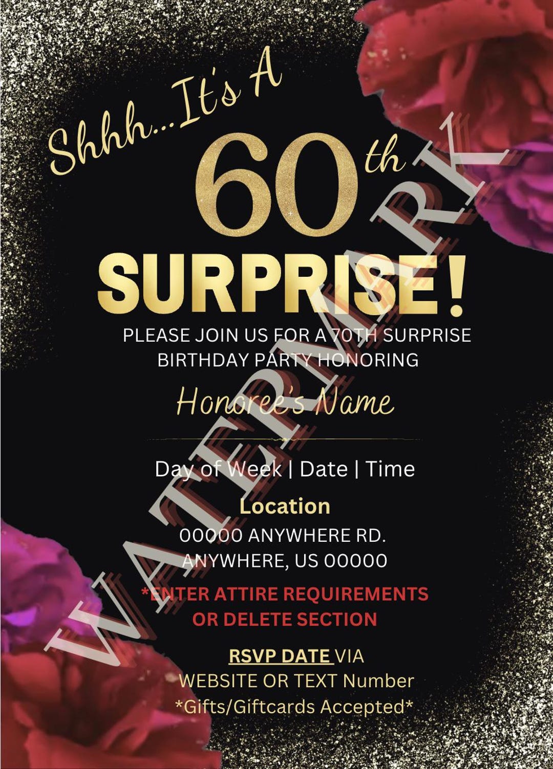 Editable 60th Surprise Birthday Invitation/flyer - Etsy