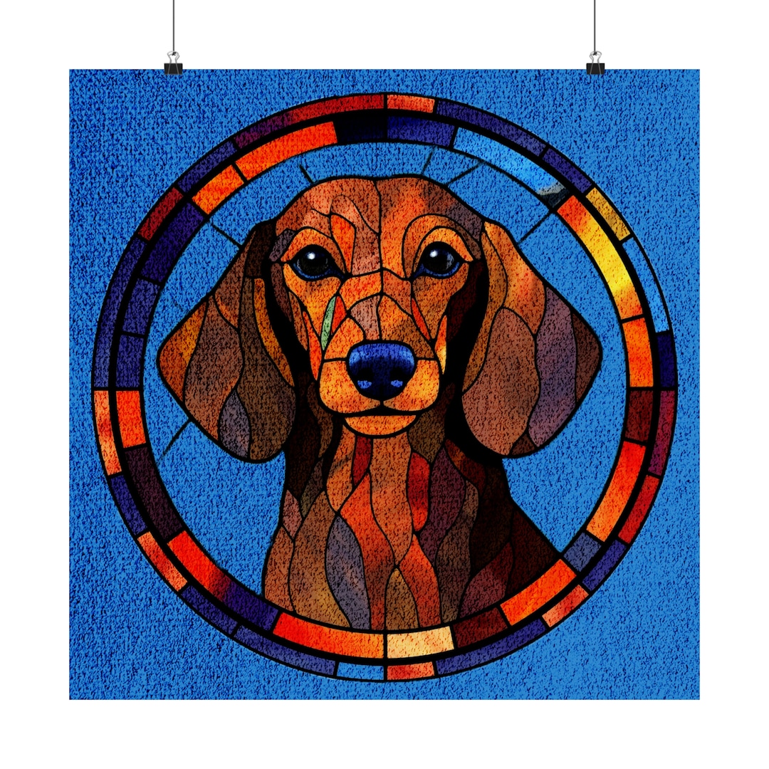 Stained Glass Dachshund Doxie Weiner Dog - Matte Vertical Poster - Home ...