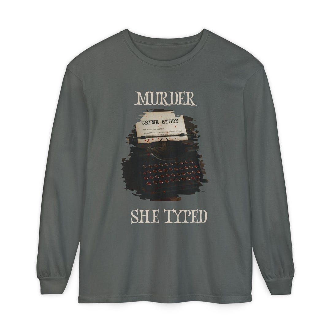 Vintage Typewriter Blood Splatter Long Sleeve T-shirt, Murder She Typed ...