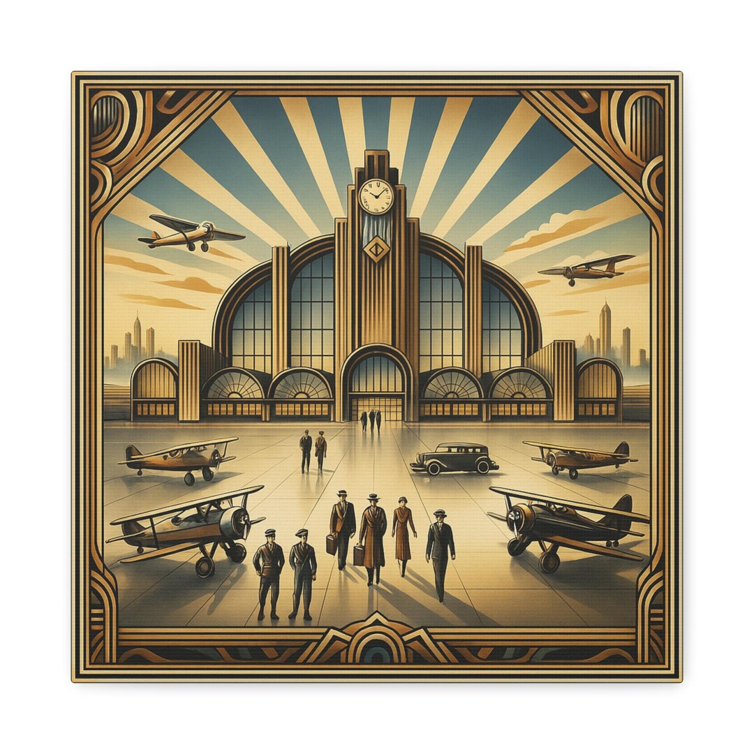 Vintage Aviation Canvas Print: 1920s Airplane Art Deco Wall Decor - Etsy