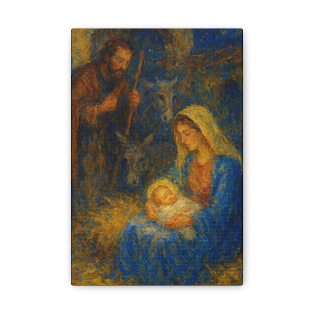 Impressionist Nativity Scene | Holy Family Christmas Canvas | Soft ...
