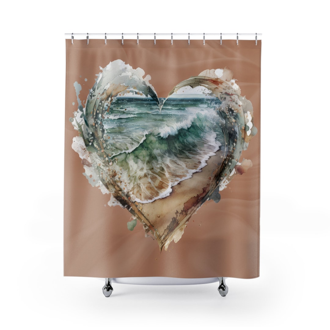 Rustic Heart Frame Coast Beach Waves Crashing - Shower Curtain - Home ...