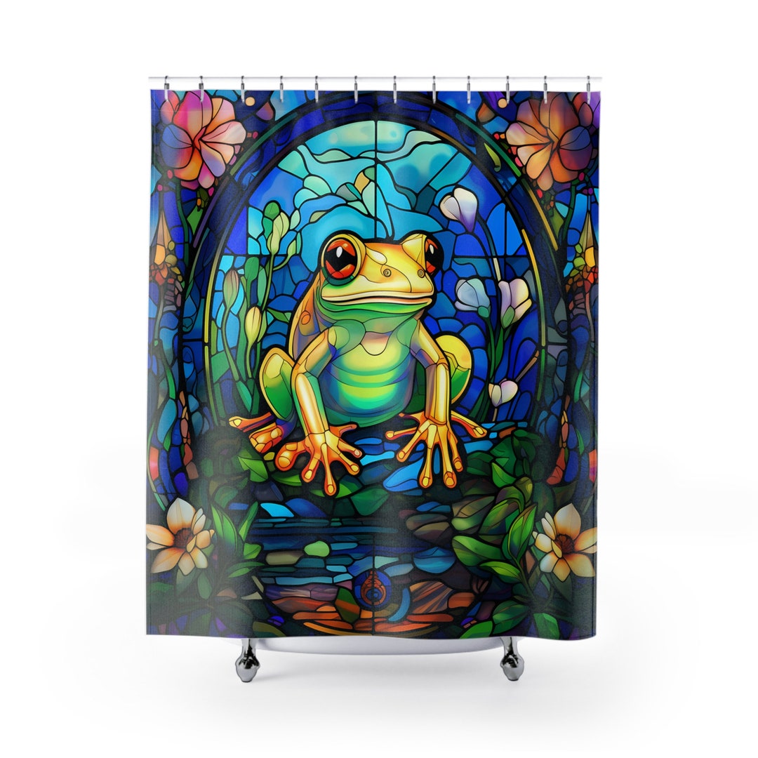 Stained Glass Frog - SHOWER CURTAIN - Home Decor, Bathroom Decor, Frog ...