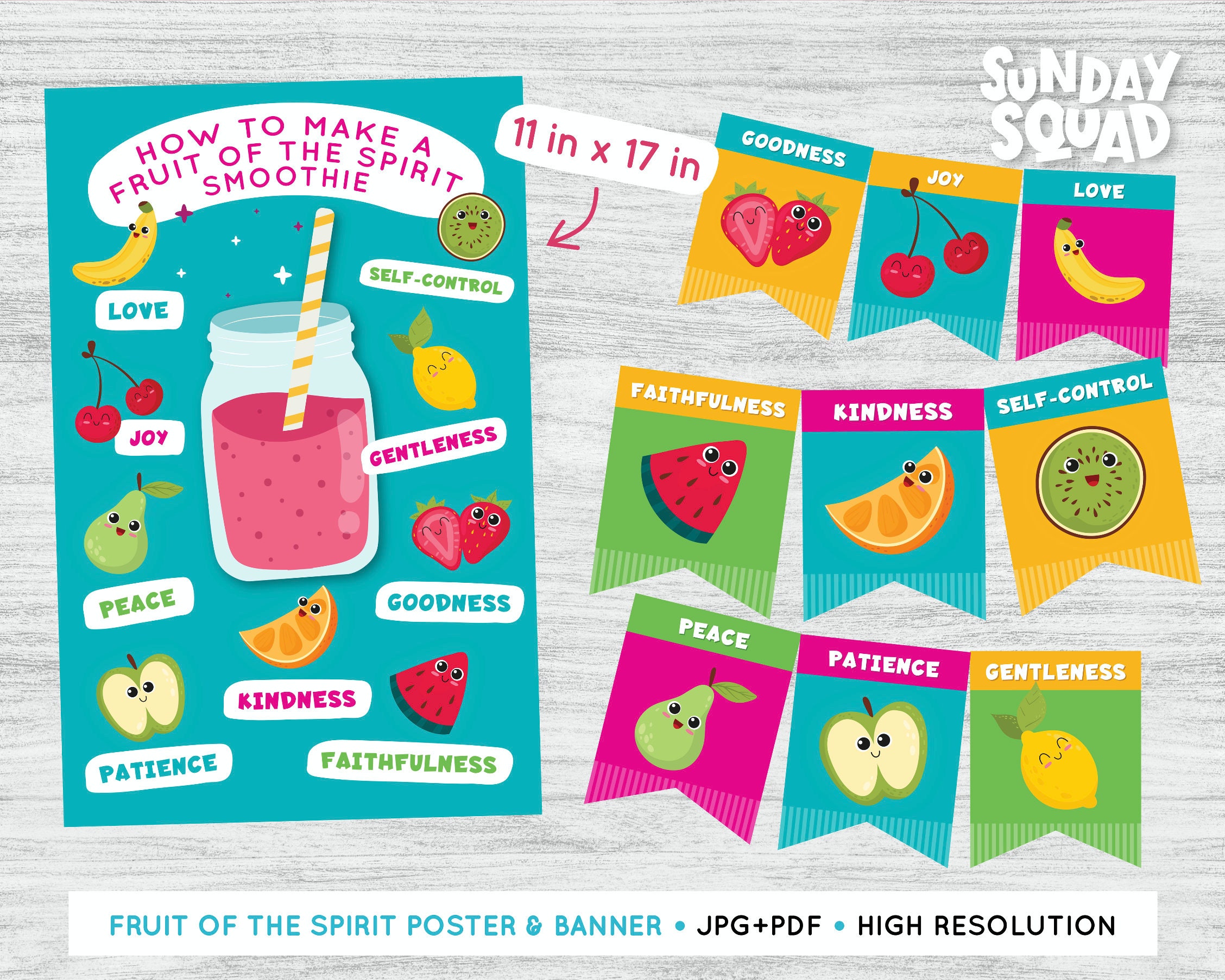 Printable Fruit of the Spirit Children Kids Sunday School Christian ...