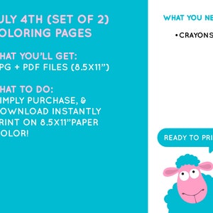 Printable 4th of July Coloring Pages Set of 2 Children Kids Sunday ...