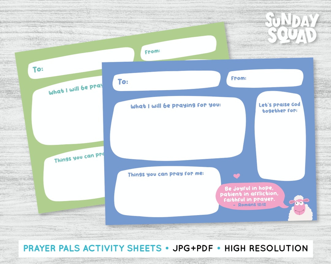 Printable Prayer Activity Sheets Set of 2 Prayer Pal Letter Set ...