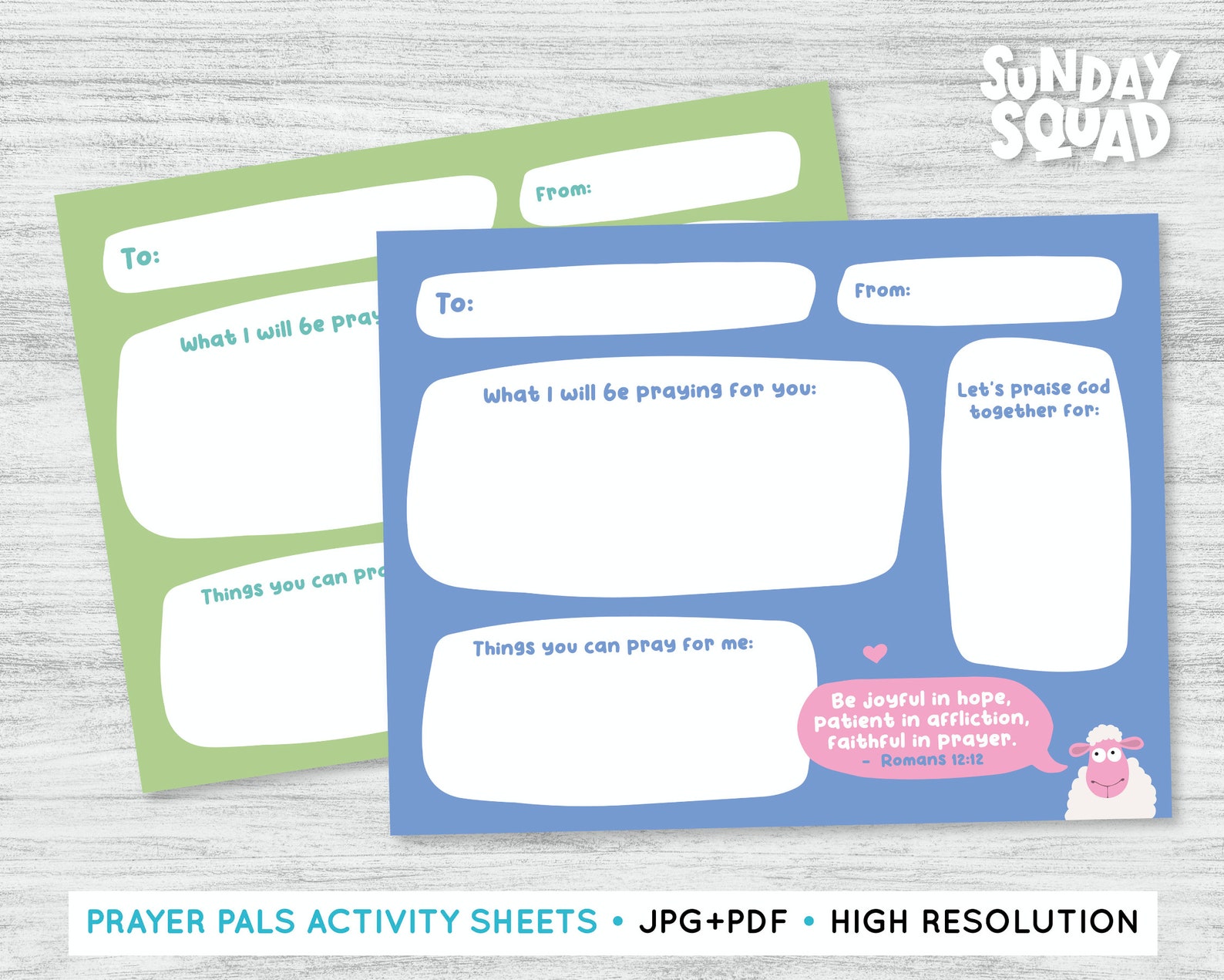 Printable Prayer Activity Sheets Set of 2 Prayer Pal Letter Set ...