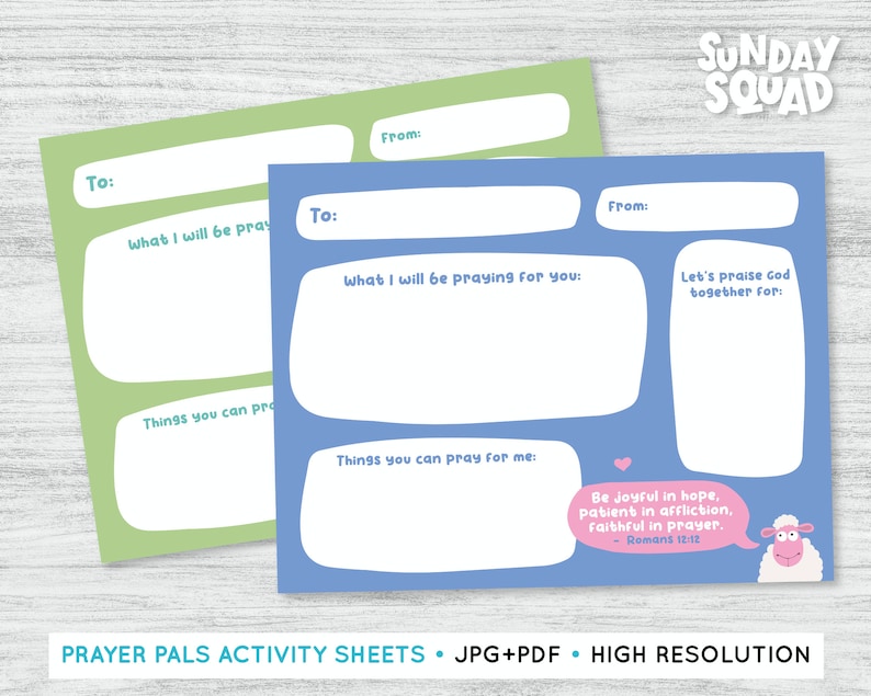 Printable Prayer Activity Sheets Set of 2 Prayer Pal Letter Set ...