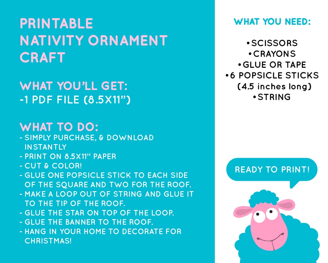 Printable Nativity Ornament Craft Children Kids Sunday School Church ...