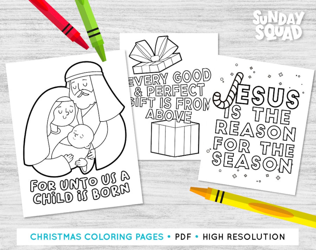 Printable Christmas Coloring Pages Set of 3 Designs Children Kids ...