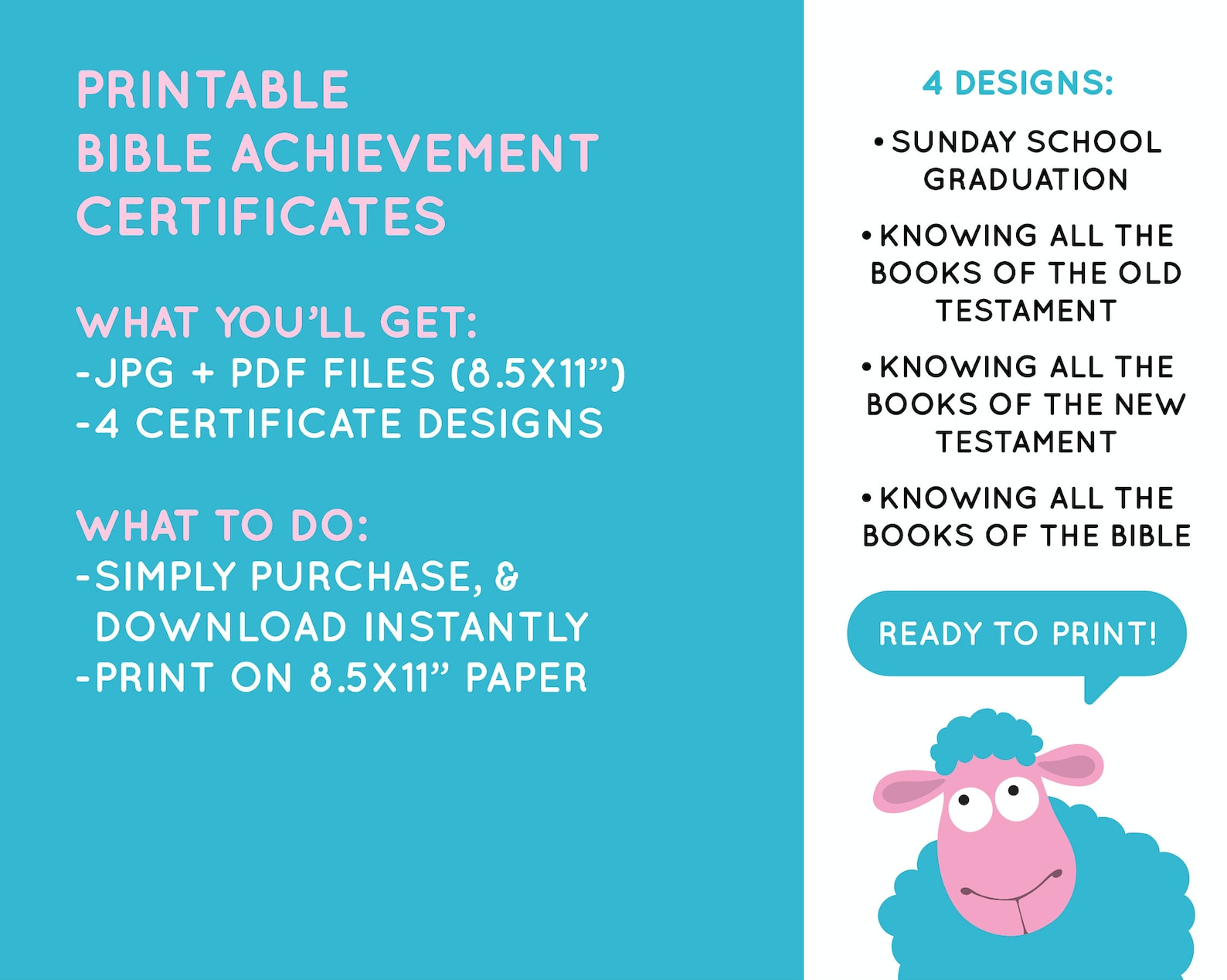 Printable Bible Achievement Certificates (set of 4) Children Kids ...